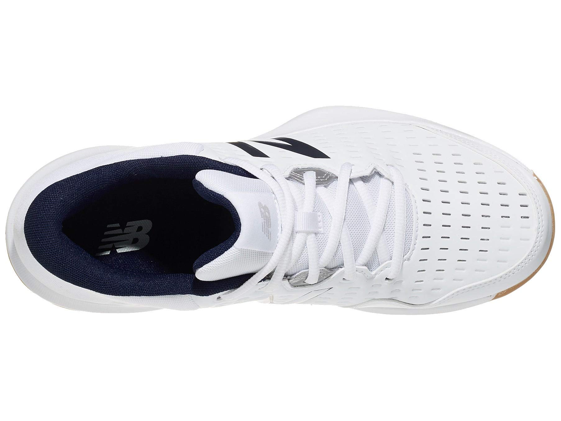 New Balance mens 696 V4 Hard Court Tennis Shoe, White/Navy, 10.5 US