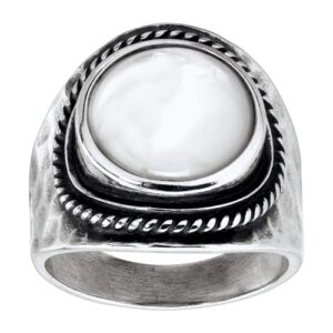 silpada 'pearlized' natural mother-of-pearl ring in sterling silver, size 9