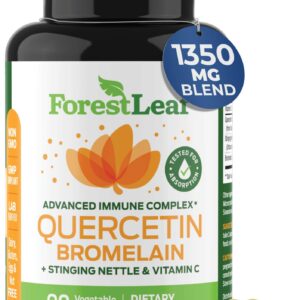 ForestLeaf - Quercetin 500mg - Quercetin with Bromelain, Vitamin C & Stinging Nettle 90 Veggie Capsules - Advanced Quercetin Supplement - Natural Immune & Normal Respiratory Function