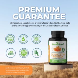 ForestLeaf - Quercetin 500mg - Quercetin with Bromelain, Vitamin C & Stinging Nettle 90 Veggie Capsules - Advanced Quercetin Supplement - Natural Immune & Normal Respiratory Function