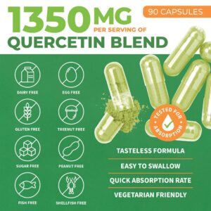 ForestLeaf - Quercetin 500mg - Quercetin with Bromelain, Vitamin C & Stinging Nettle 90 Veggie Capsules - Advanced Quercetin Supplement - Natural Immune & Normal Respiratory Function