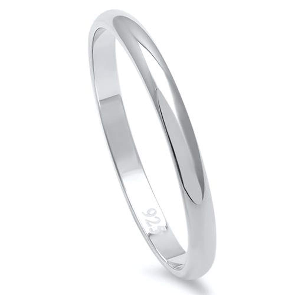 CloseoutWarehouse 925 Sterling Silver Round Plain Bridal Band Ring 2MM Size 4