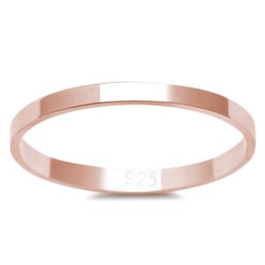 closeoutwarehouse rose gold-tone plated sterling silver flat plain bridal band ring 2mm size 6