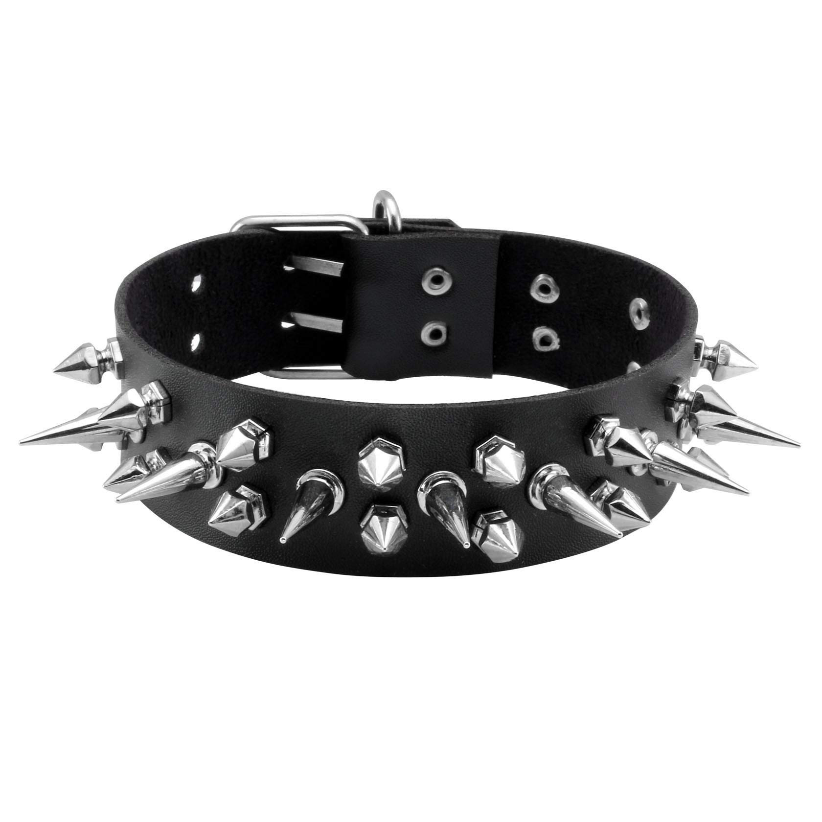 MILAKOO Choker for Women Men Cool Punk Goth Spike Studded Leather Collar Choker Necklace Adjustable