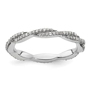 icecarats 925 sterling silver diamond stackable wedding band ring size 6.00