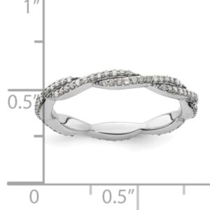 IceCarats 925 Sterling Silver Diamond Stackable Wedding Band Ring Size 6.00