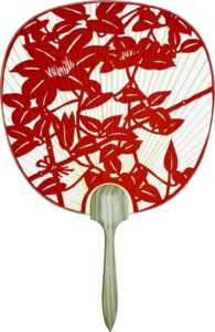 塩見団扇 shiomi fan seiwa fan (red) 9.4 x 14.6 inches (24 x 37 cm) 2118