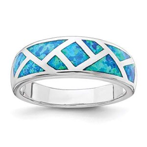 icecarats 925 sterling silver geometric lab grown created blue opal ring october birthstone jewelry size 8