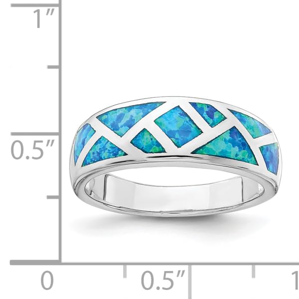 IceCarats 925 Sterling Silver Geometric Lab Grown Created Blue Opal Ring October Birthstone Jewelry Size 8