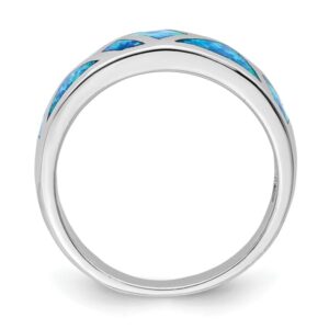 IceCarats 925 Sterling Silver Geometric Lab Grown Created Blue Opal Ring October Birthstone Jewelry Size 8