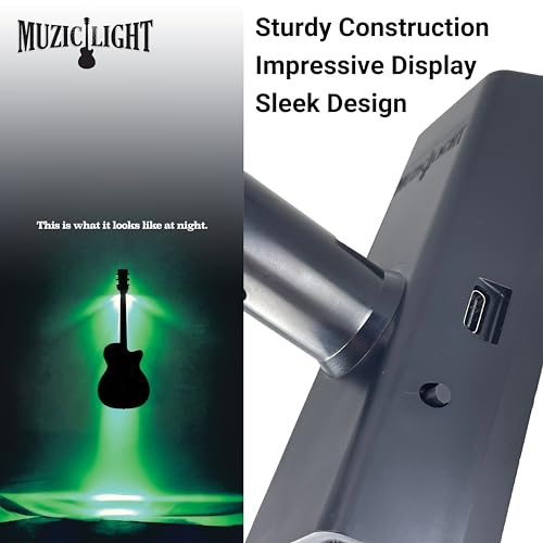 MuzicLight Light Up Guitar Wall Mount, LED Guitar Wall Hanger, Guitar Wall Bracket with Light, Lit Holder for Electric Guitars, Guitar Mount with Color Changing LEDs 5 Colors