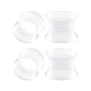 big gauges 2 pairs clear silicone 0g gauge 8mm thin double flared saddle piercing ear stretching flesh tunnel earring lobe plugs bg7025