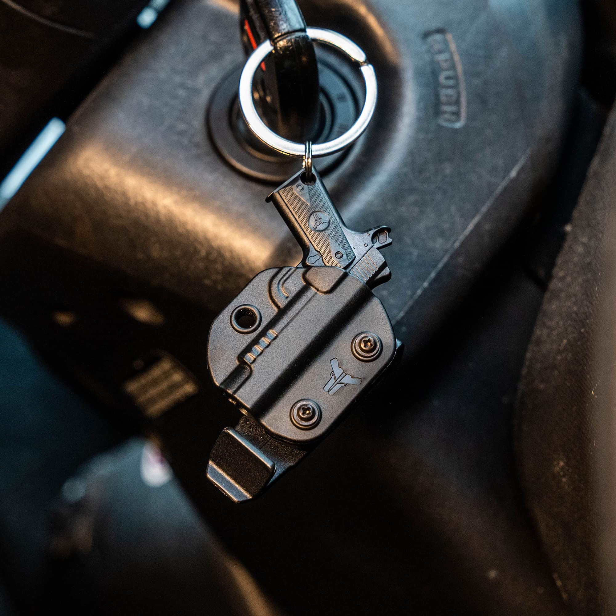 Mini Pistol Shaped Keychain with Holster and Belt Clip - 1911 Model - by Blade-Tech Holsters