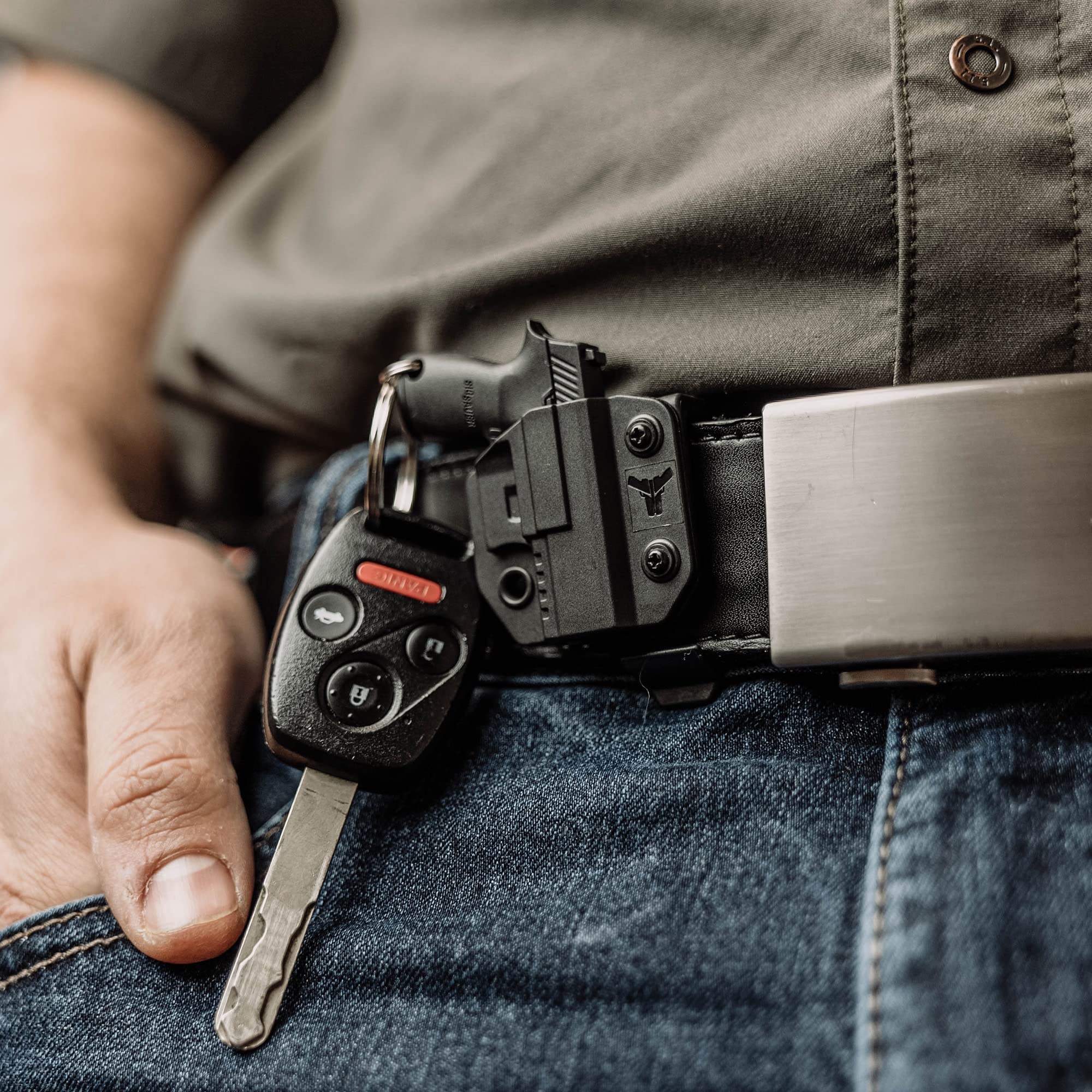 Mini Pistol Shaped Keychain with Holster and Belt Clip - 1911 Model - by Blade-Tech Holsters