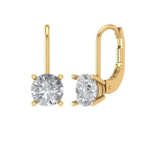 clara pucci 1.50 ct round cut conflict free solitaire genuine moissanite designer lever back drop dangle earrings solid 14k yellow gold