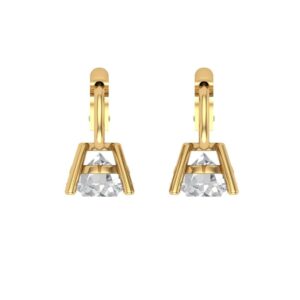 Clara Pucci 1.50 ct Round Cut Conflict Free Solitaire Genuine Moissanite Designer Lever back Drop Dangle Earrings Solid 14k Yellow Gold