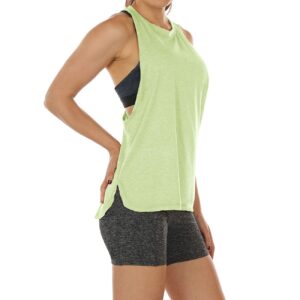 icyzone Workout Tank Tops for Women - Running Muscle Tank Sport Exercise Gym Yoga Tops Athletic Shirts(Pack of 3)(S, White/Green/Pistachio Green)