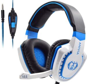 anivia over ear headphones wired with microphone - stereo surround sound headsets gaming headset with hd mic, bass, noise isolating, volume-control for multi-platforms