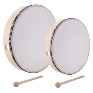 foraineam 10 inch & 8 inch hand drum percussion wood frame drum with drum stick