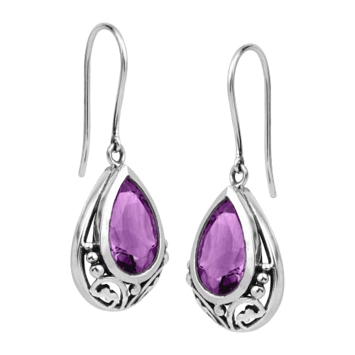 Silpada 'Thistle' Natural Amethyst Drop Earrings in Sterling Silver