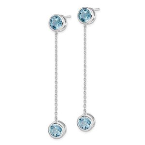 925 sterling silver sky blue topaz chain post drop dangle earrings