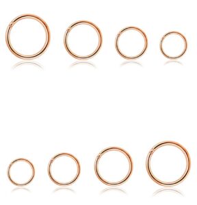 revolia 8pcs 16g surgical steel nose rings hoop septum piercings cartilage earrings for women men helix couch daith lip tragus piercings hinged clicker 6-12mm rose-gold