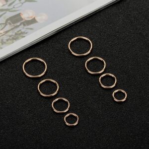 REVOLIA 8Pcs 16G Surgical Steel Nose Rings Hoop Septum Piercings Cartilage Earrings for Women Men Helix Couch Daith Lip Tragus Piercings Hinged Clicker 6-12mm Rose-gold