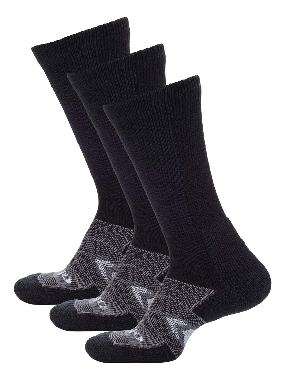 Thorlos Unisex-Adult's WCXU Work Maximum Cushion Crew Sock, Black/Grey 3 Pack(Crew), Medium