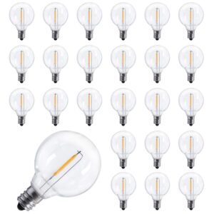 25 pack shatterproof led g40 replacement bulbs 1w per bulb, e12 screw base led globe light bulbs for indoor outdoor plug in patio string lights, not for solar lights