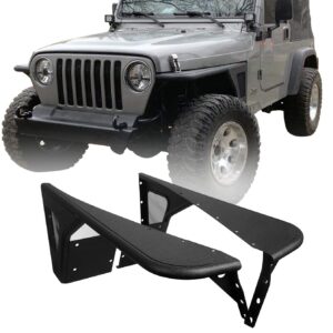 hooke road wrangler tj front flat fender flares steel armor wheel cover guards for 1997-2006 jeep wrangler tj & unlimited (2pcs)