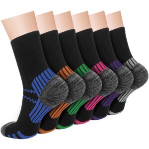 iseasoo compression socks for women & men circulation - plantar fasciitis crew socks best support for athletic running cycling（s/m