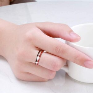 Ginger Lyne Collection 3-Ring Wedding Band Set for Women Rose gold Sterling Silver Red Black White Stacking or Bridal