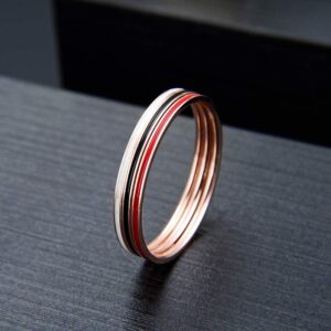 Ginger Lyne Collection 3-Ring Wedding Band Set for Women Rose gold Sterling Silver Red Black White Stacking or Bridal