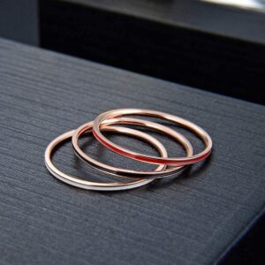 Ginger Lyne Collection 3-Ring Wedding Band Set for Women Rose gold Sterling Silver Red Black White Stacking or Bridal