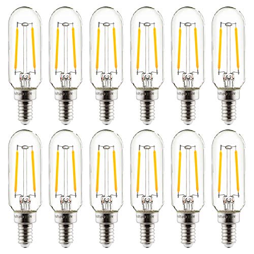 Sunlite LED Filament T8 Tubular Light Bulb, 2 Watts (25W Equivalent), Candelabra E12 Base, Dimmable, 85 mm, UL Listed, 130 Lumens, 2700K Soft White, 12 Count