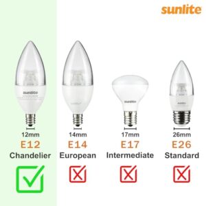 Sunlite LED Filament T8 Tubular Light Bulb, 2 Watts (25W Equivalent), Candelabra E12 Base, Dimmable, 85 mm, UL Listed, 130 Lumens, 2700K Soft White, 12 Count