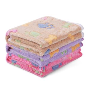 1 Pack 3 Blankets Super Soft Fluffy Cute Bone Pattern Pet Blanket Flannel Throw for Dog Puppy Cat Pink/Brown/Purple Large