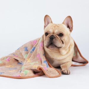 1 Pack 3 Blankets Super Soft Fluffy Cute Bone Pattern Pet Blanket Flannel Throw for Dog Puppy Cat Pink/Brown/Purple Large