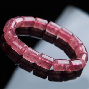 DUOVEKT Natural Strawberry Quartz Bracelet for Women Men Anniversary Party Love Gift Red 13x10mm Beads Red Crystal Gemstone Fashion Bracelet AAAA