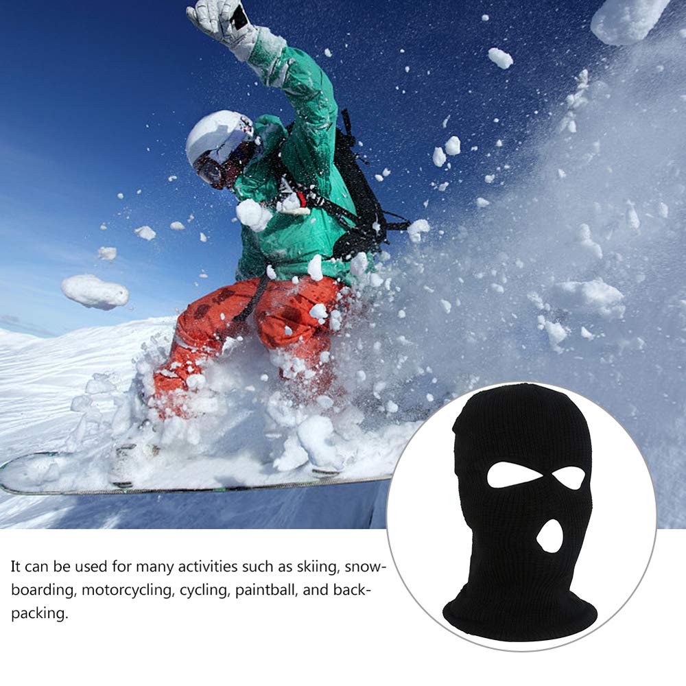 SUNTRADE 2pcs 3-Hole Ski Face Mask Balaclava,Full Face Mask for Winter Outdoor Sports Black