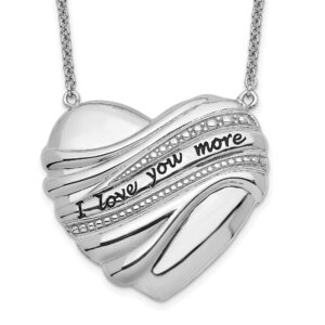 icecarats 925 sterling silver vintage i love you more necklace 18 inch chain