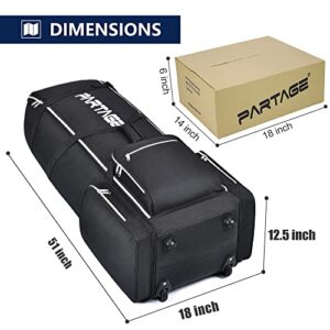 Partage Golf Travel Bag with Wheels,Golf Travel Case for Airlines, 600D Heavy Duty Oxford -Black