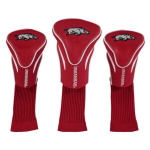 ncaa arkansas razorbacks golf contour head covers, set of 3 red/white