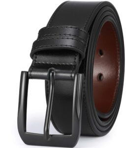 beltox fine men’s casual leather jeans belts 1 1/2” wide 4mm thick alloy prong buckle work dress belt for men（black belt with black buckle，36-38）