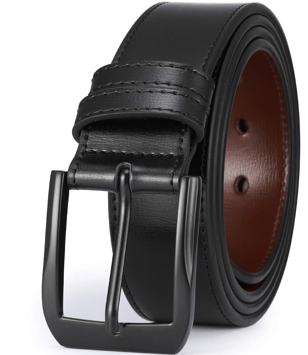 beltox fine Men’s Casual Leather Jeans Belts 1 1/2” Wide 4MM Thick Alloy Prong Buckle Work Dress Belt for Men（Black Belt with Black Buckle，50-52）