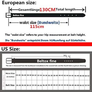 beltox fine Men’s Casual Leather Jeans Belts 1 1/2” Wide 4MM Thick Alloy Prong Buckle Work Dress Belt for Men（Black Belt with Black Buckle，50-52）