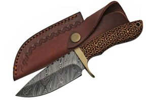 szco supplies damascus celtic knot hunting knife, brown, 9 inches