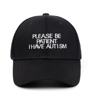 yunxibasecap cotton unisex please be patient i have autism baseball cap，adjustable dad hat black