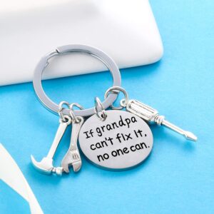 Grandpa Keychain Granddad Gifts From Grandson Granddaughter Christmas Gift Keyring Father's Day Gift For Grandpa (If grandpa can't fix it, no one can)