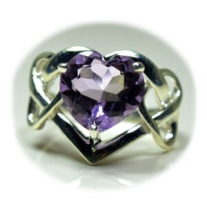 55carat natural amethyst love rings for women heart shape 925 sterling silver handmade jewelry size 4-13